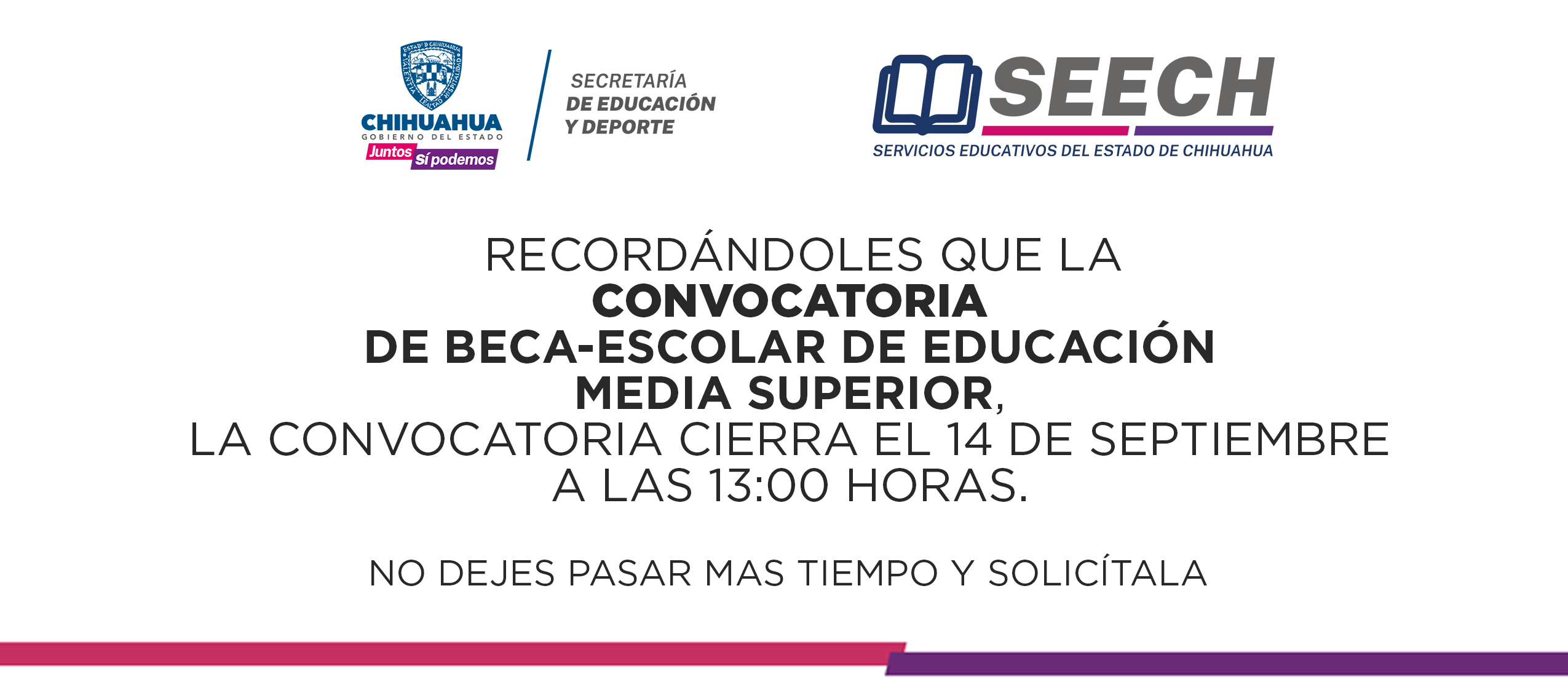 CONVOCATORIA DE BECA-ESCOLAR DE EDUCACIÓN MEDIA SUPERIOR | SEECh